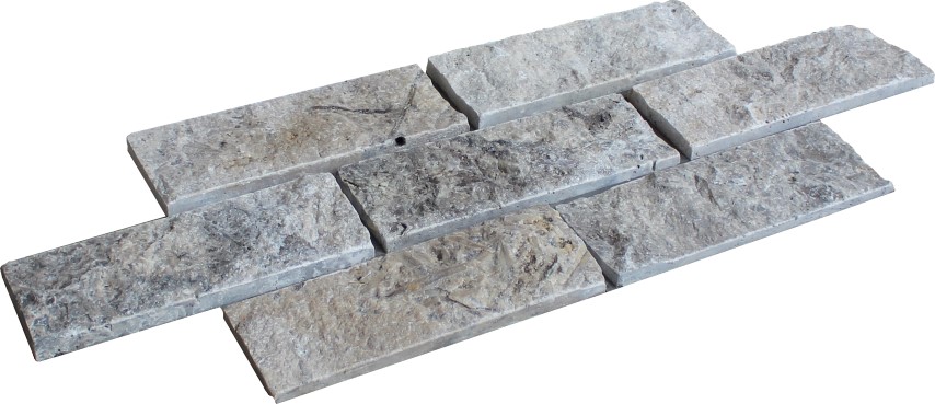 1x7.5x20 Silver Duvar Kaplama Patlatma Taş | Mermer Dekoru